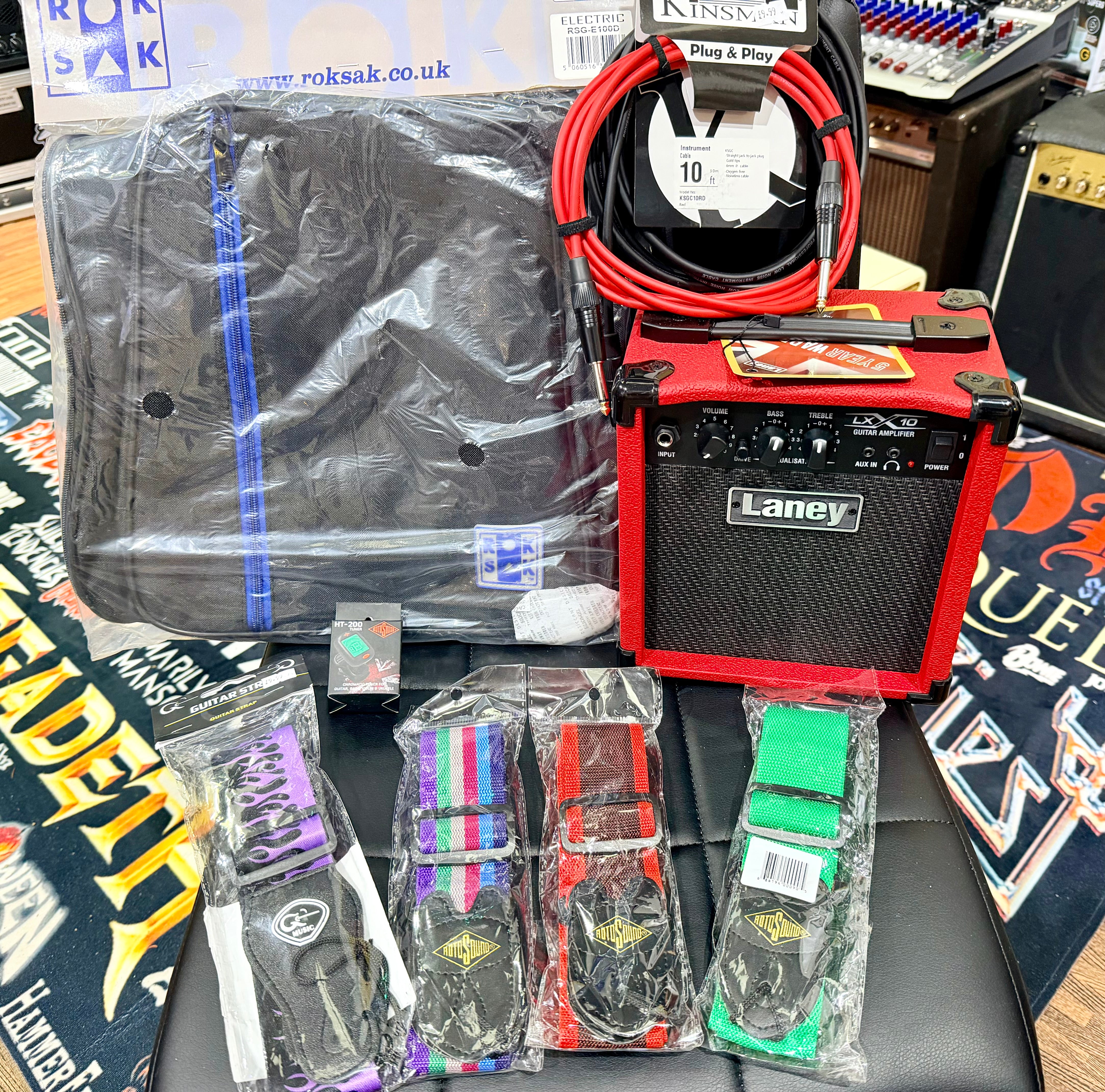 Ultimate Guitar Starter Pack~ Laney LX10 Amplifier~ Strap, Tuner, Lead ...